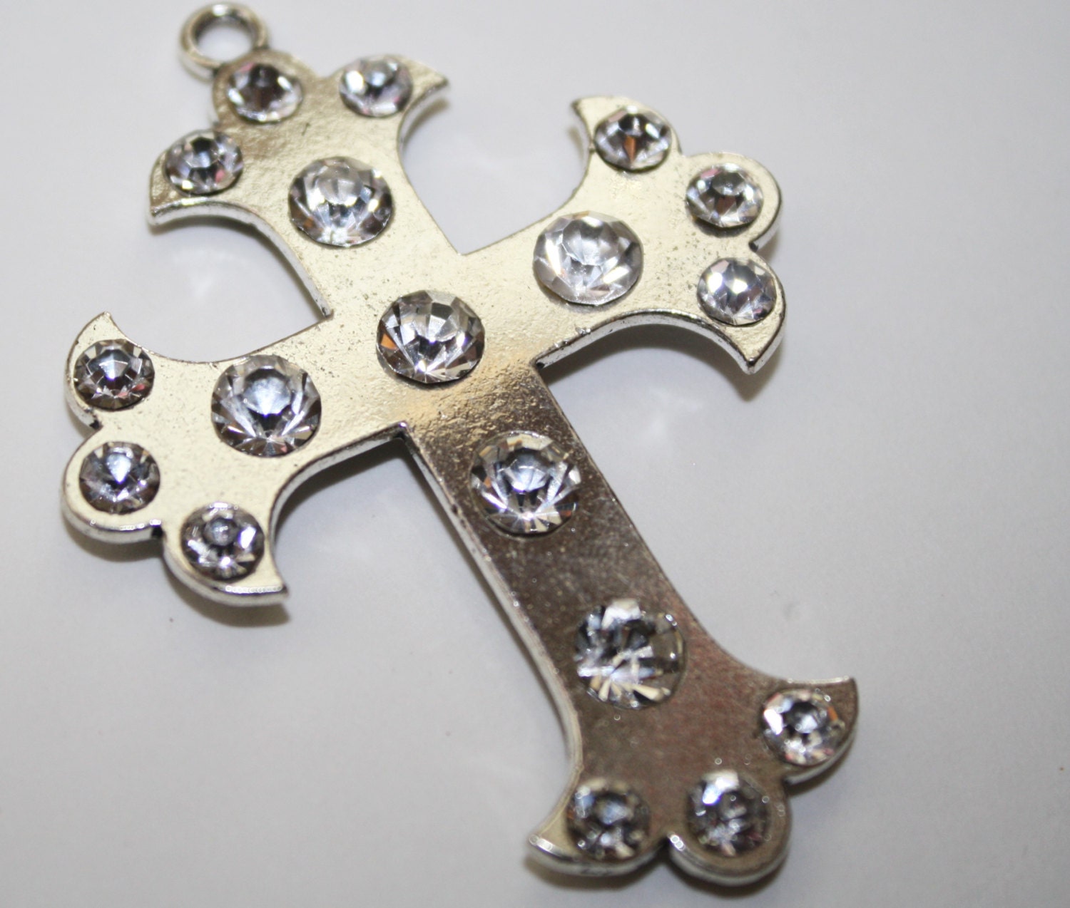 Large Silver Cross Pendant With Rhinestones 45x62mm 2ct | Etsy