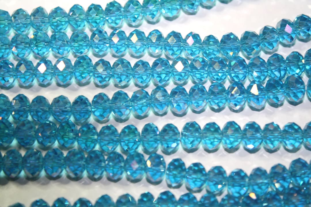 Light Blue Faceted Rondelle Crystal Glass Beads - 8x6 Mm - 70ct - D212 ...