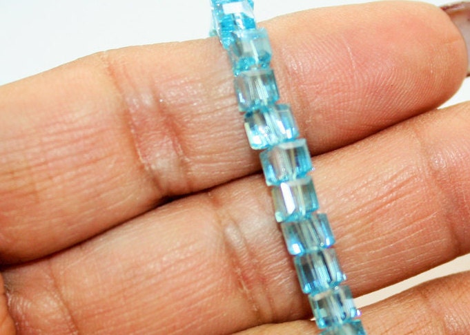 Blue Cube Crystal Glass Beads - 4x4mm - 100ct - Etsy