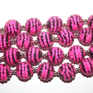 Zebra Black and Pink Chunky Rhinestone Resin Beads - 18mm - 10ct - #538 ...