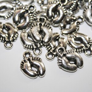 Feet Charms: Little Feet, Tibetan Silver Feet, Toes, Baby Feet Charms ...