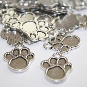 Paw Prints Charms , Antique Silver Tone Paw Prints Charms Pendants ...