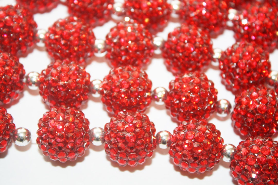 Red, Rhinestone, Resin. Round, Sparking, Chunky, Beads, Christmas Beads ...