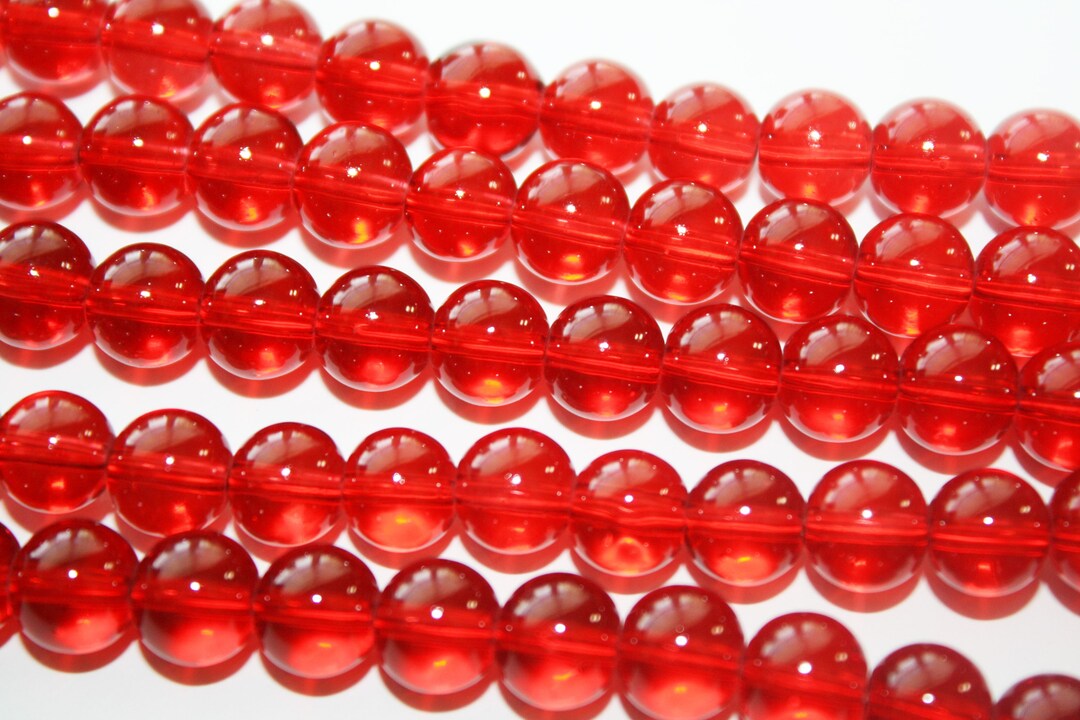 Red Transparent Glass Beads, Round Beads, Red, 8mm - 40pcs - #478 - Etsy