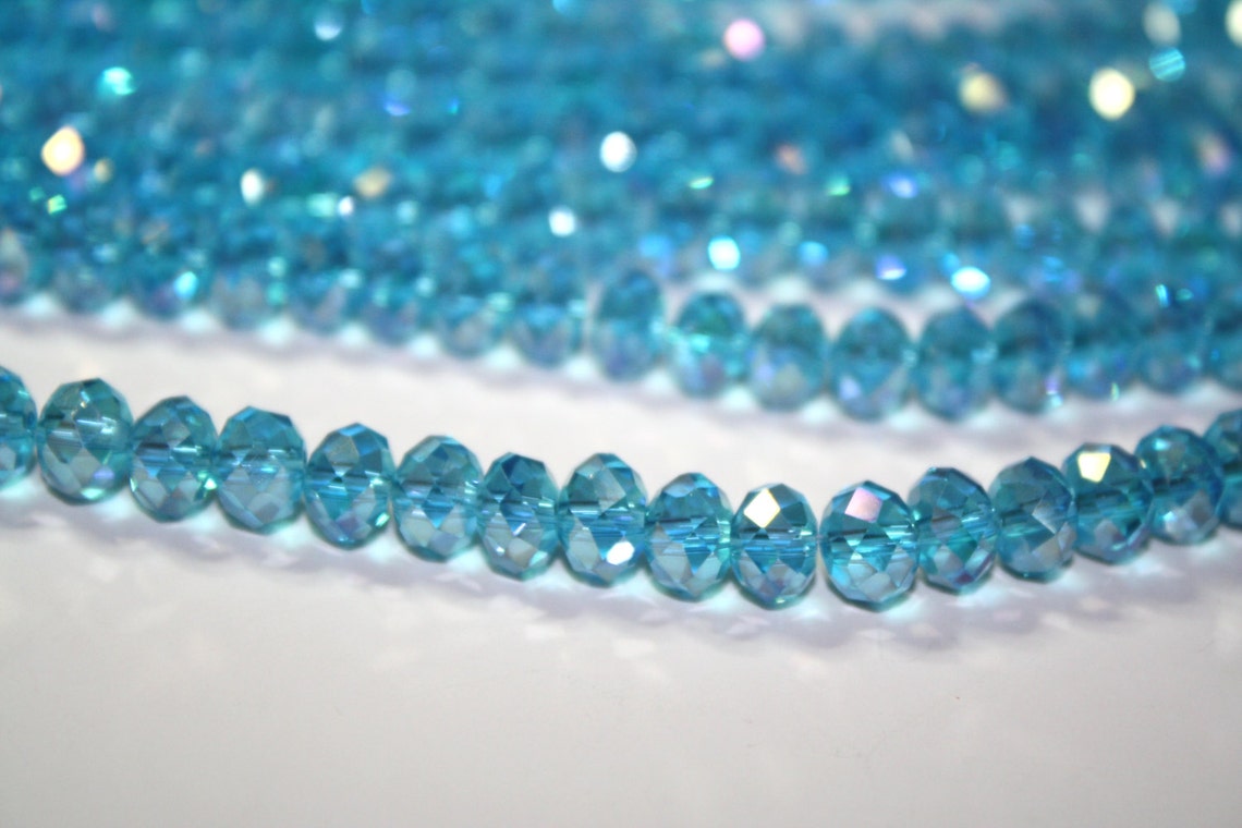 Light Blue Faceted Rondelle Crystal Glass Beads 8x6 Mm | Etsy