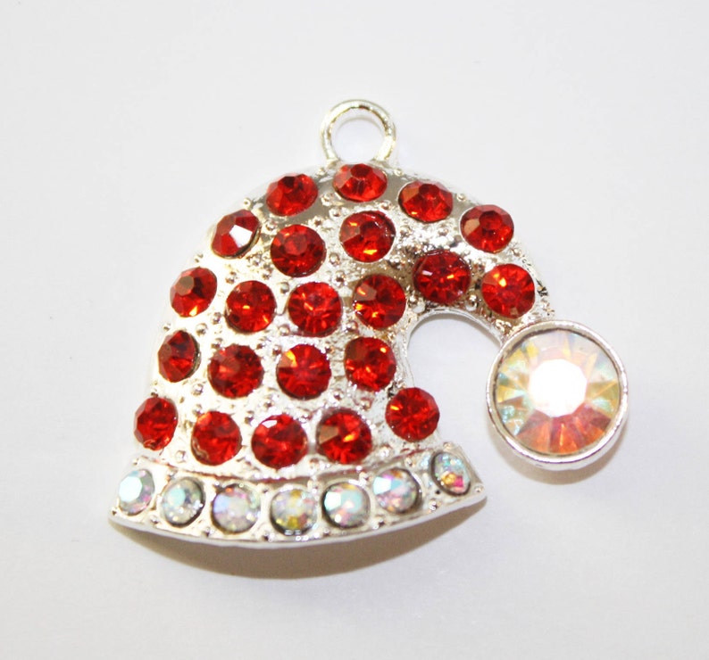 Christmas Santa Hat Charms Pendants Red Hats Rhinestone - Etsy