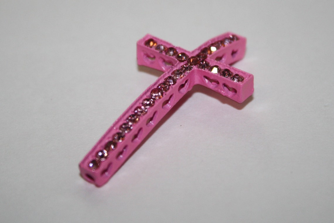 Cross Pink Sideway Curved Connectors Link With Pink Rhinestone - Etsy