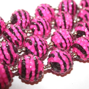 Zebra Black and Pink Chunky Rhinestone Resin Beads - 18mm - 10ct - #538 ...