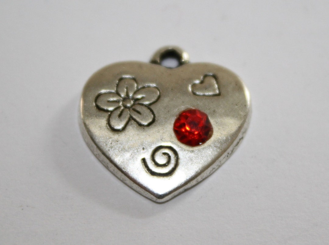 Heart Pendant With a Red Rhinestone 16x17mm 6ct 300 - Etsy