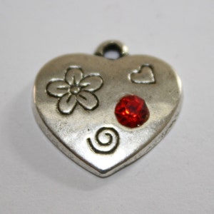 Heart Pendant With a Red Rhinestone 16x17mm 6ct 300 - Etsy