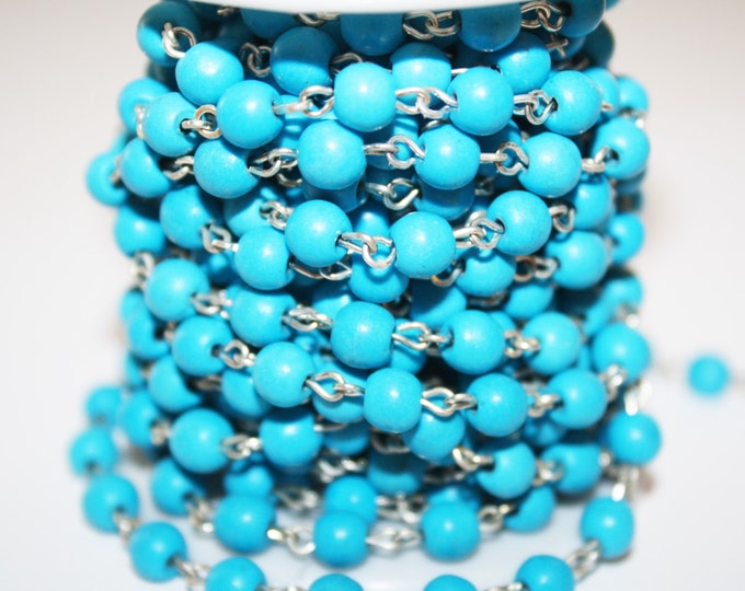 Pink AB Rondelle Beaded Chain Beads on Brass Color Links Rosary Chain ...