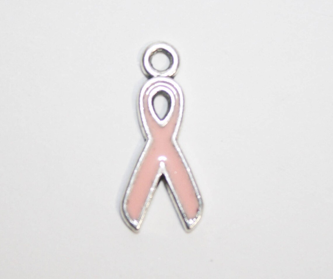 Pink Ribbon Charm Breast Cancer Ribbon Silver Ribbon Charms - Etsy