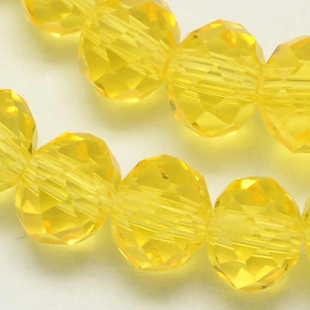 Handmade Glass Beads, Faceted Abacus, Yellow Size; About 8mm in ...