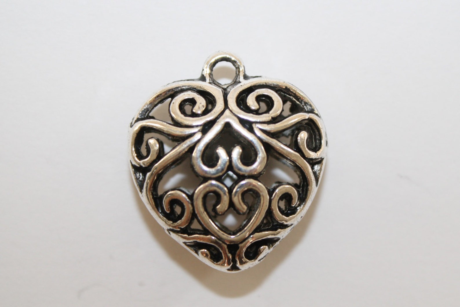 Heart Charm Heart Pendant Silver Heart Dangle Heart - Etsy