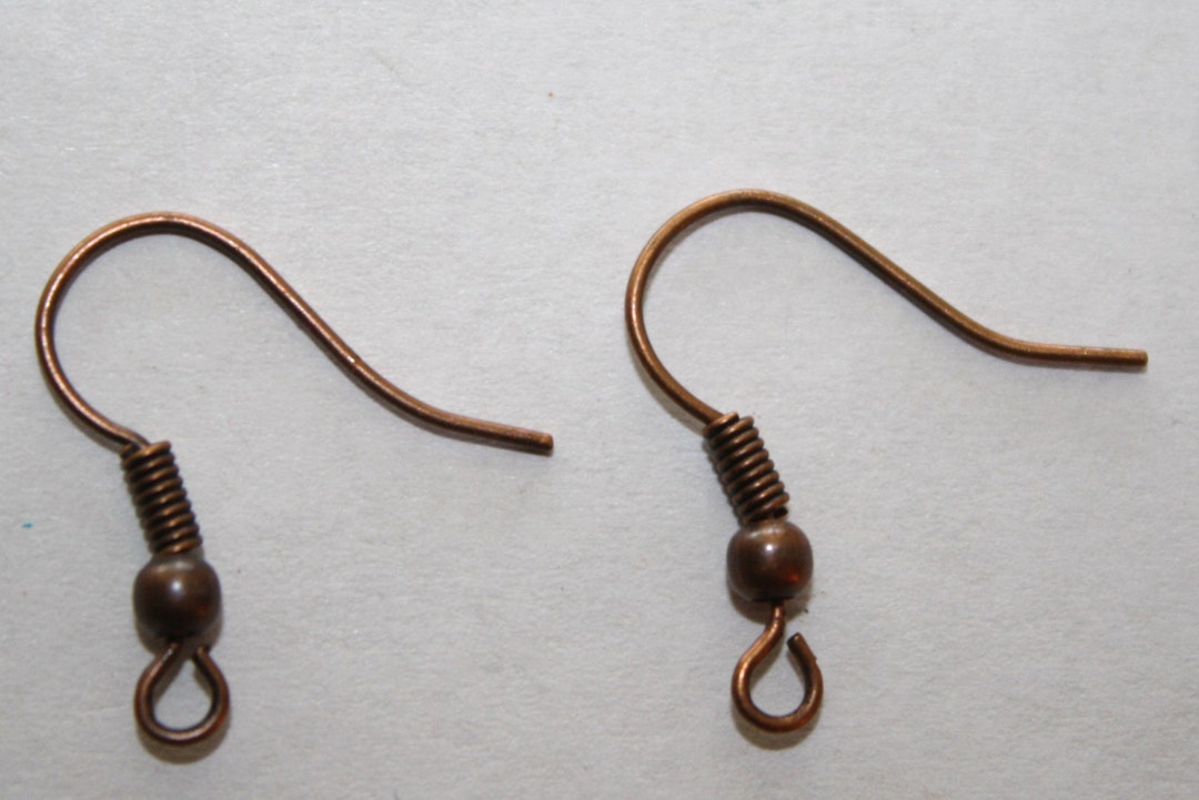 Ear Wire Earrings Hooks - Antique Copper Fishhook Style Ear Wires ...