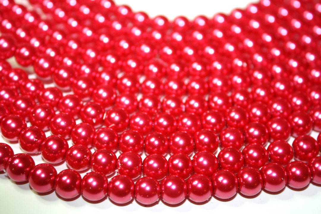 Light Red Glass Pearl Beads 8mm - 48ct - Etsy