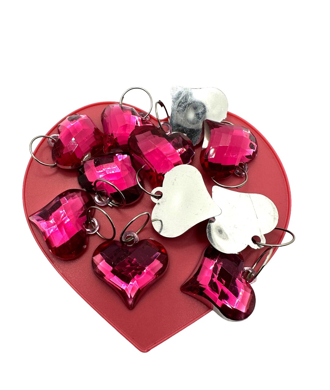 Red, Puffy, Heart, Transparent, Acrylic, Pendant, Charms, Dangle - 23mm ...