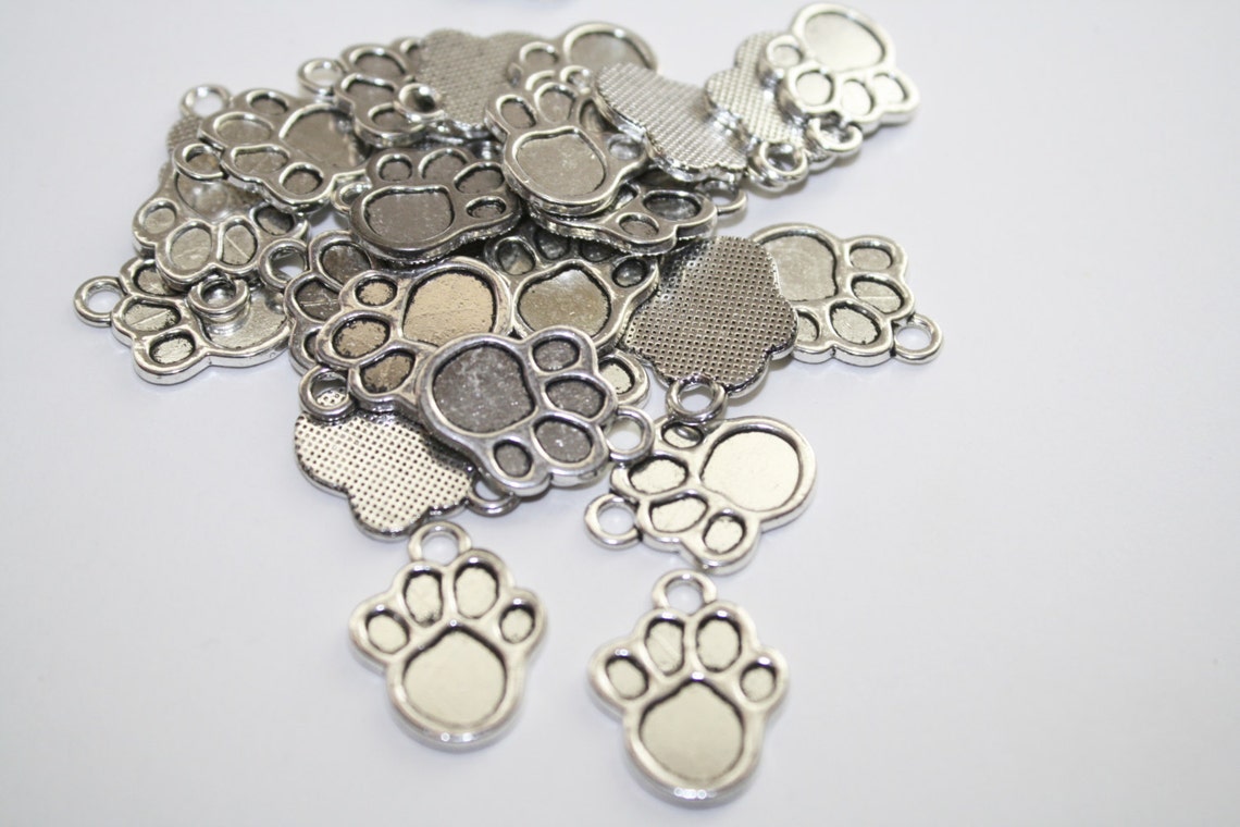 Paw Prints Charms Antique Silver Tone Paw Prints Charms - Etsy