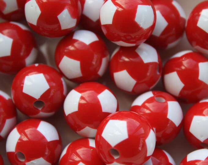 Football Acrylic Round Beads, Chunky Beads, Large Beads, Red Beads ...