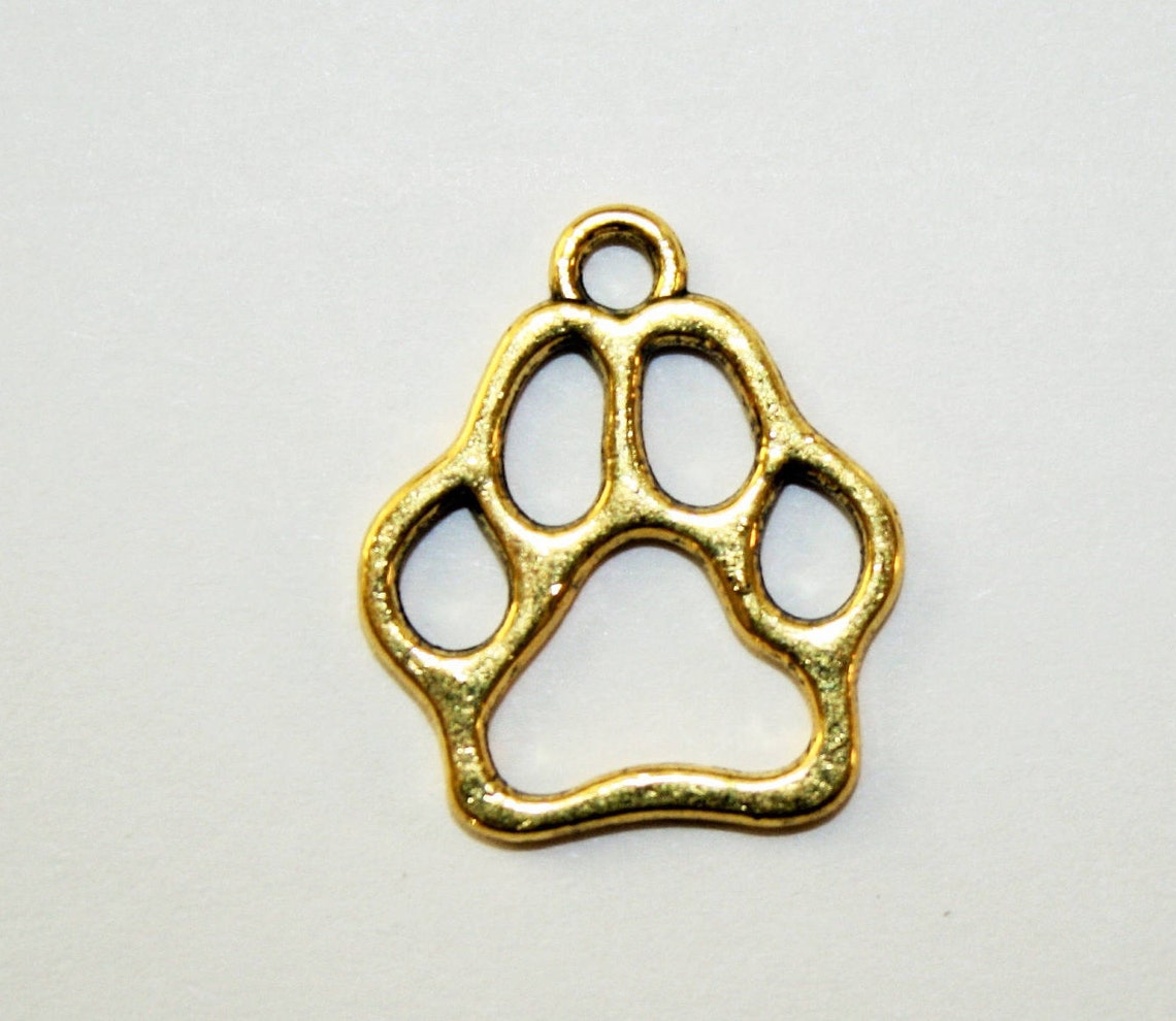 Paw Prints Charms , Antique Gold Tone Paw Prints Charms Pendants ...