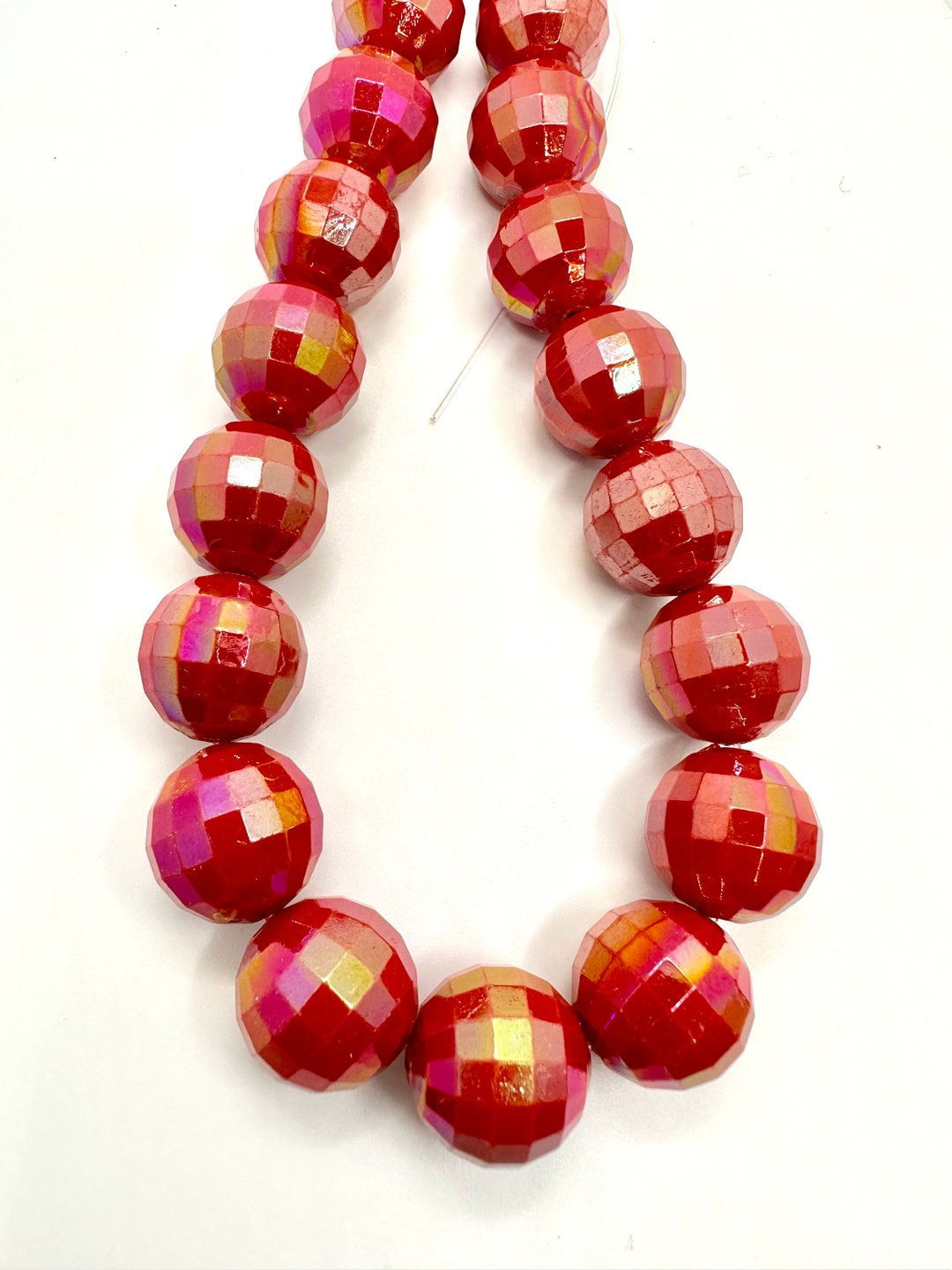 Red Disco Ball Chunky Acrylic Beads - 18mm - 18 Beads - D300 - Etsy