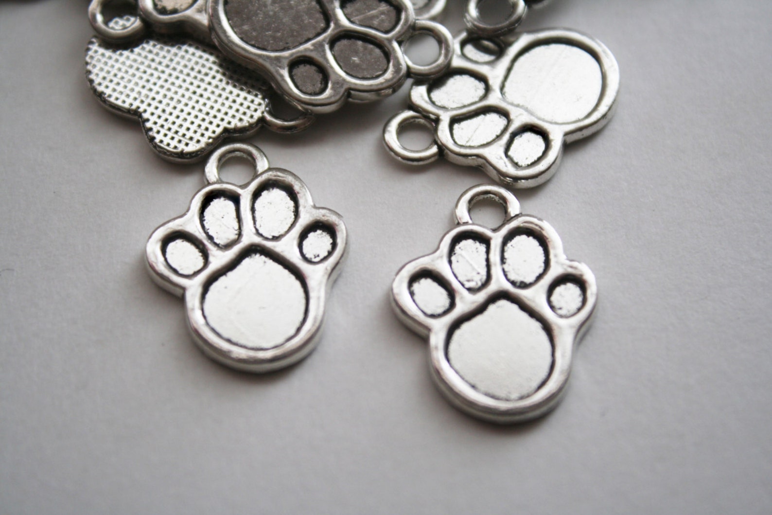 Paw Prints Charms Antique Silver Tone Paw Prints Charms - Etsy