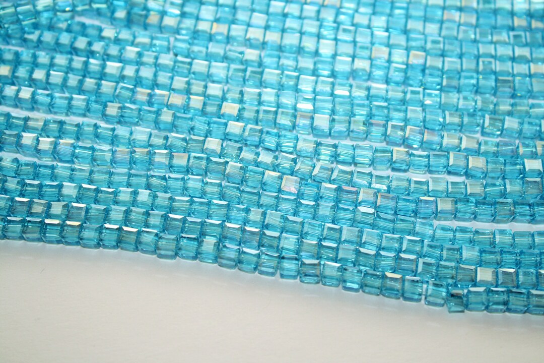Blue Cube Crystal Glass Beads - 4x4mm - 100ct - Etsy