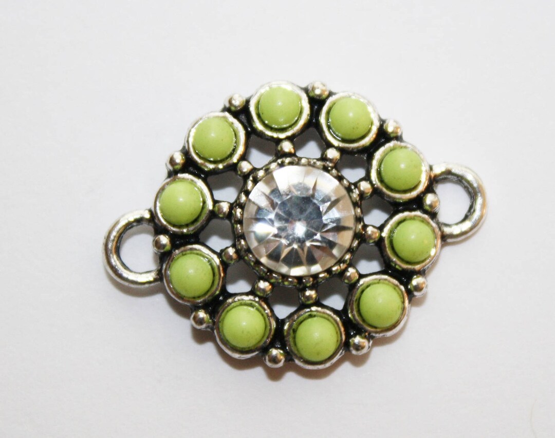 Rhinestone Connector, Lime Green Pearl Link Connector, Jewelry ...