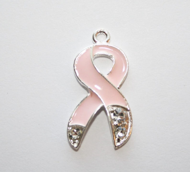 Pink Ribbon Charm Breast Cancer Ribbon Silver Ribbon Charms | Etsy