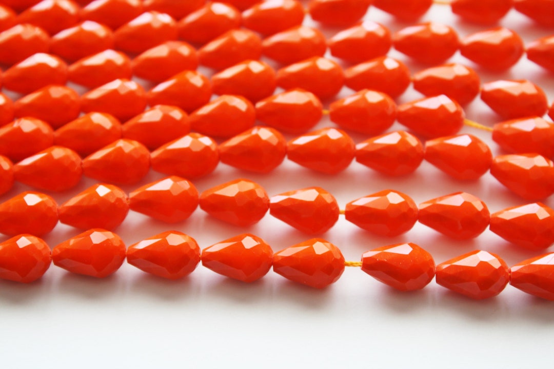 Orange Glass Teardrop, Teardrop Beads - 14x9mm - 11ct - 384 - Etsy