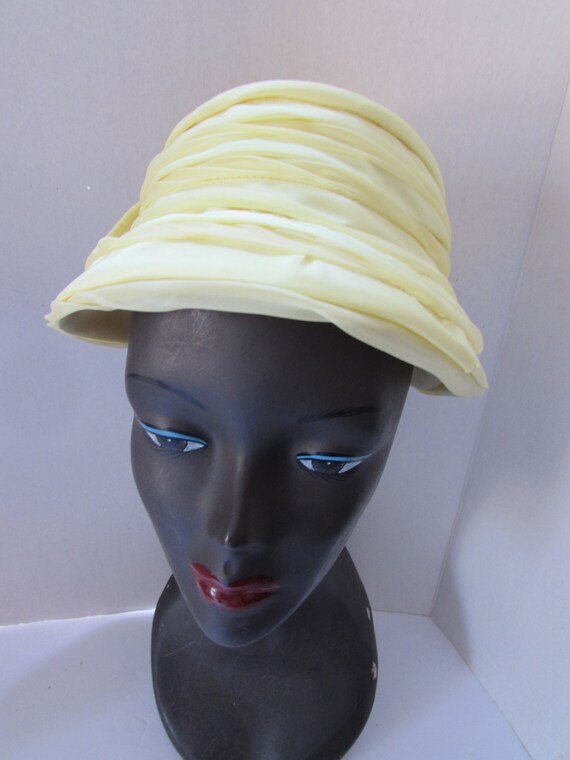 Vintage Hat Bucket Style Mid Century Hat Lemon Yellow… - Gem