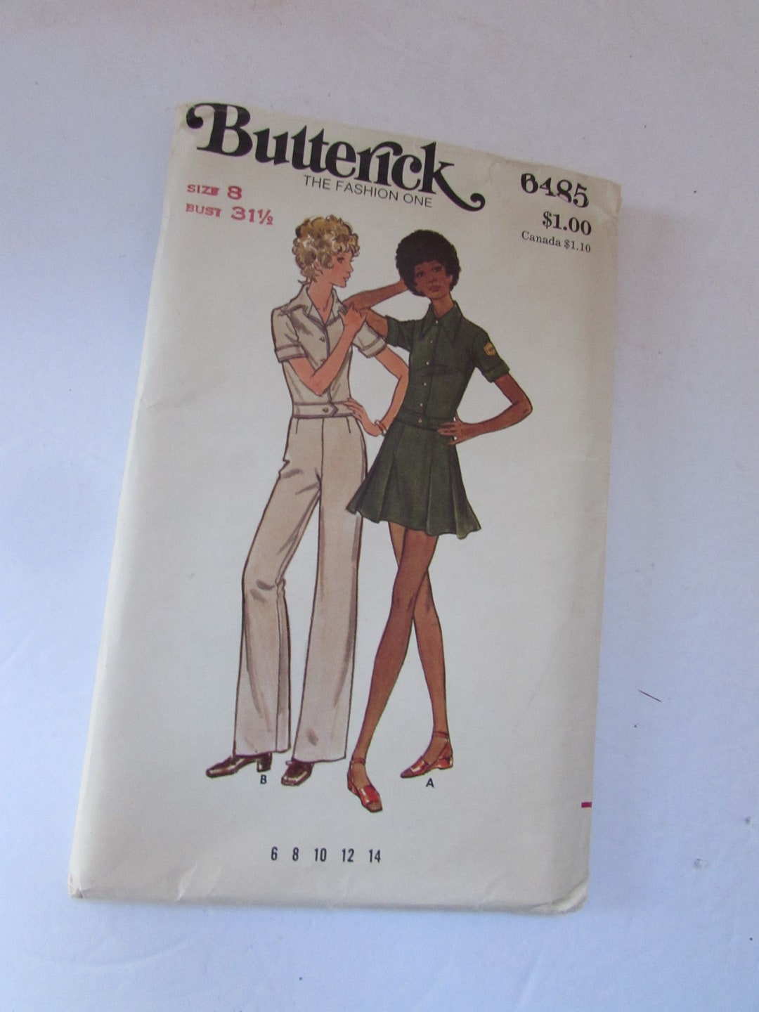 Vintage Pattern Butterick 6485 Sewing Pattern Misses 8 Flared Collar ...