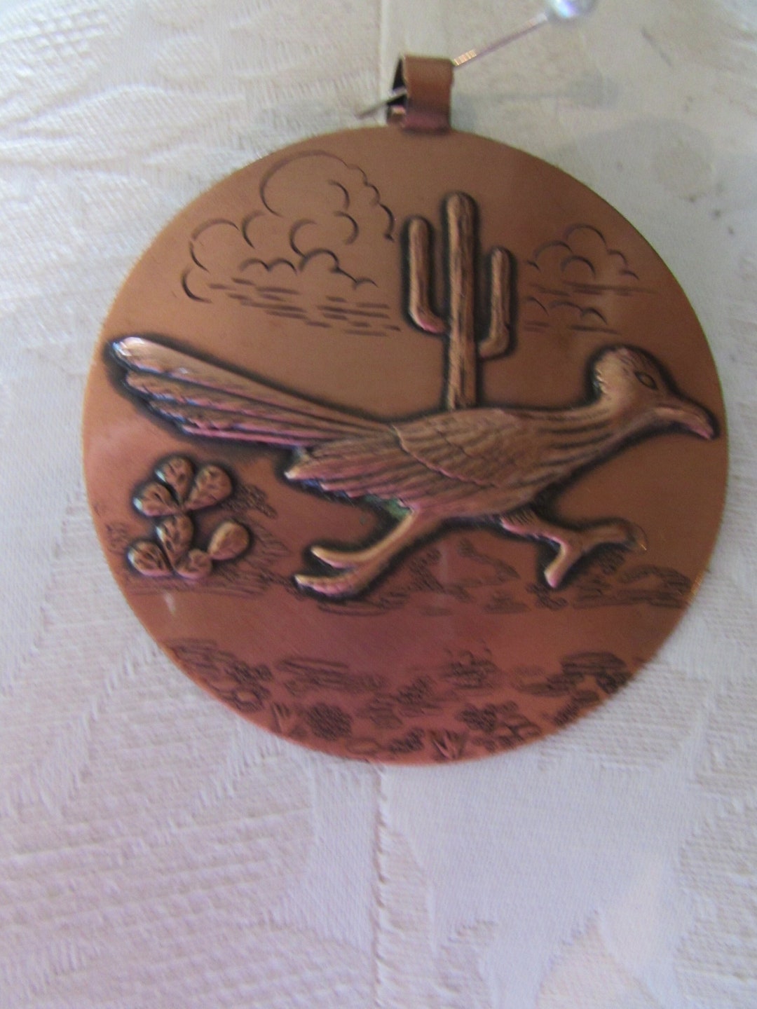 SW Style Pendant Solid Copper Road Runner Large Circle Pendant Signed ...