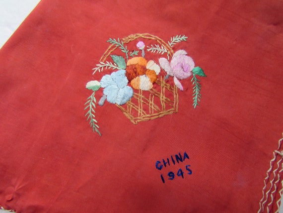 Vintage Handkerchief Souvenir China WWII Era China 19… - Gem