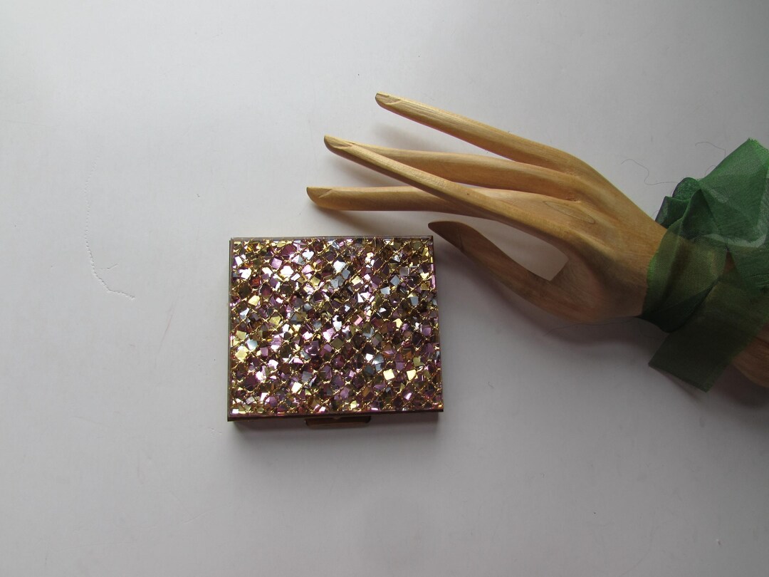 Vintage Confetti Compact, Sparkly Gold Tone, Mid Century Accessory - Etsy