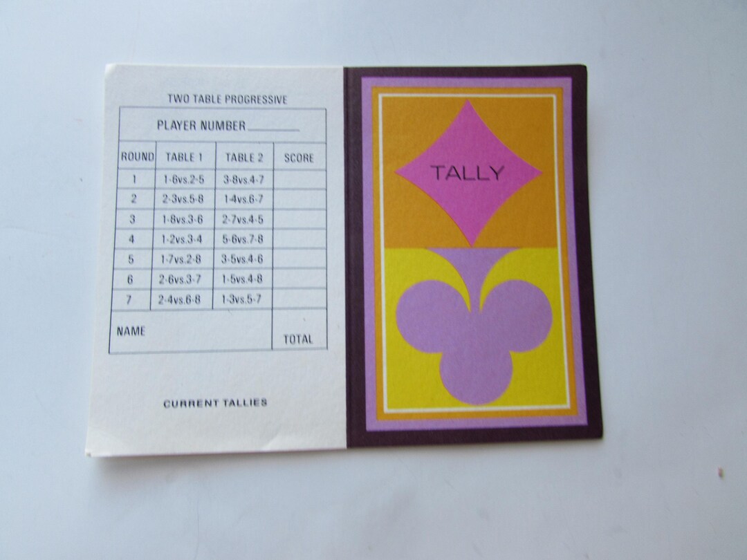 Vintage Bridge Tally Original Packet 1970 Vibe Purple Gold Yellow ...