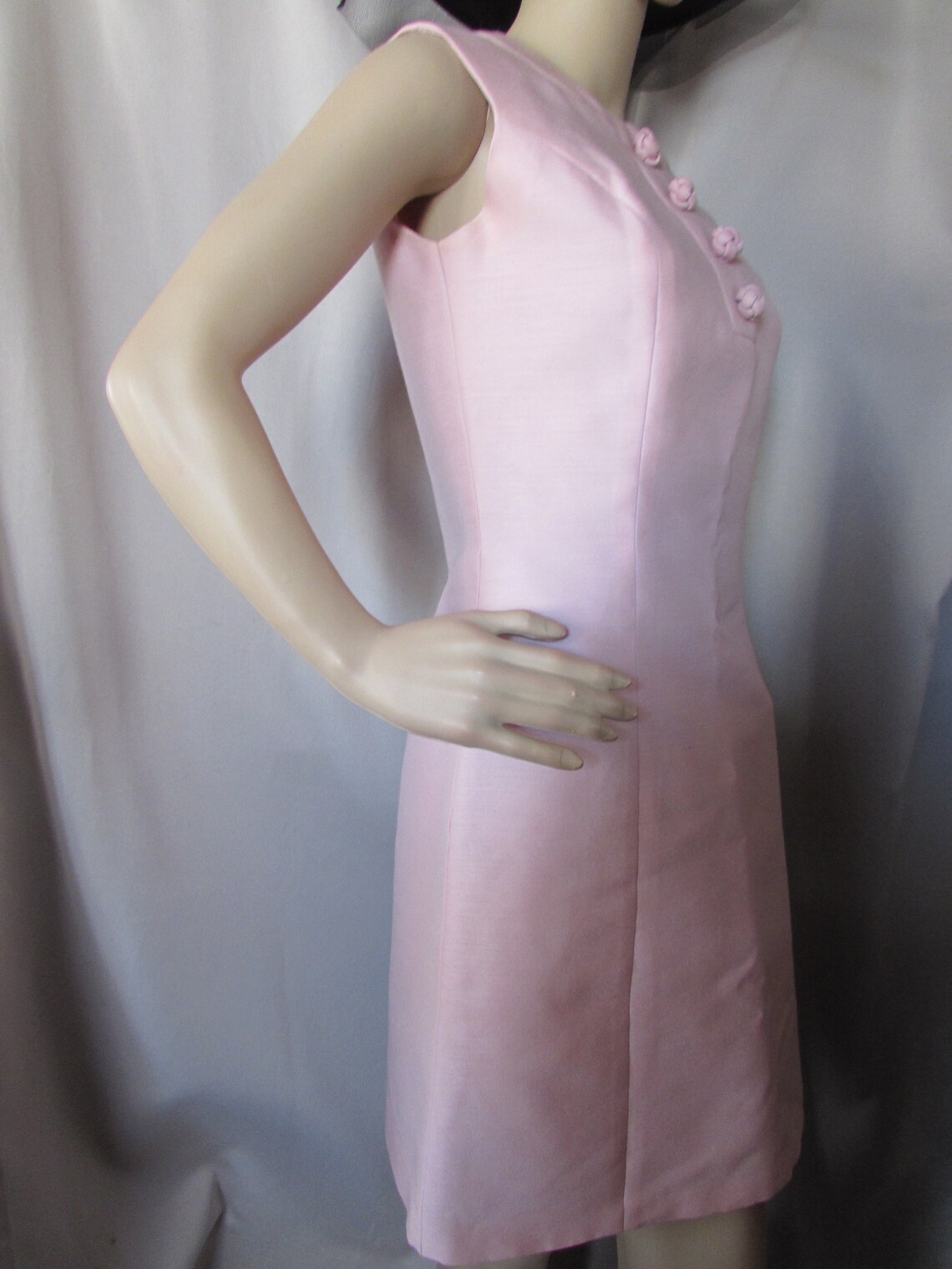 Vintage Dress Pink Sheath Spring Dress Summer Dress Sleeveless Dress ...