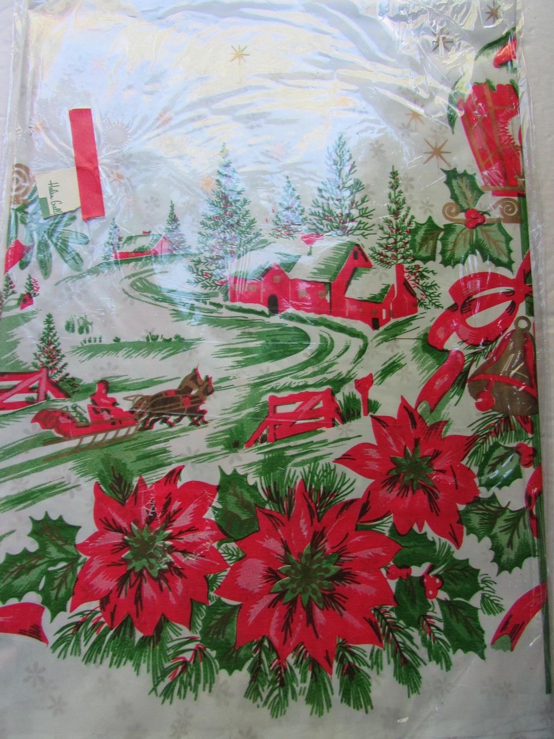 Christmas Holiday Table Cover Original Packaging Winter Country Scene ...