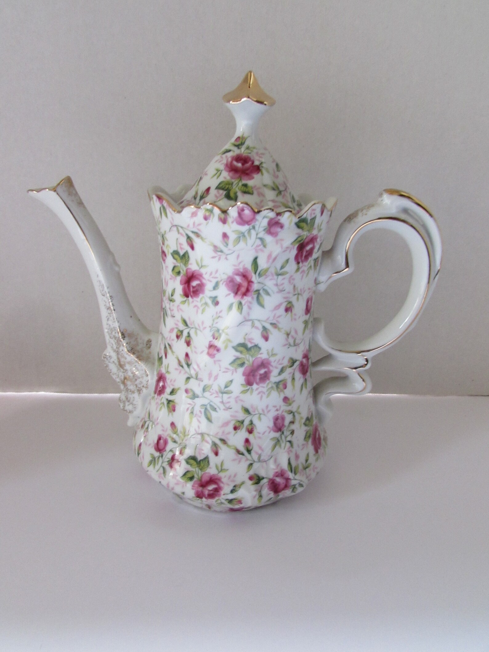 Lefton Brand Rose Chintz Pattern Vintage Coffee Pot Red Stamp - Etsy