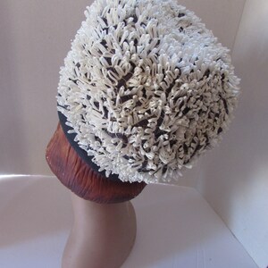 Vintage Hat 1960 Era Bubble Style Hat High Crown White Raffia Loops ...