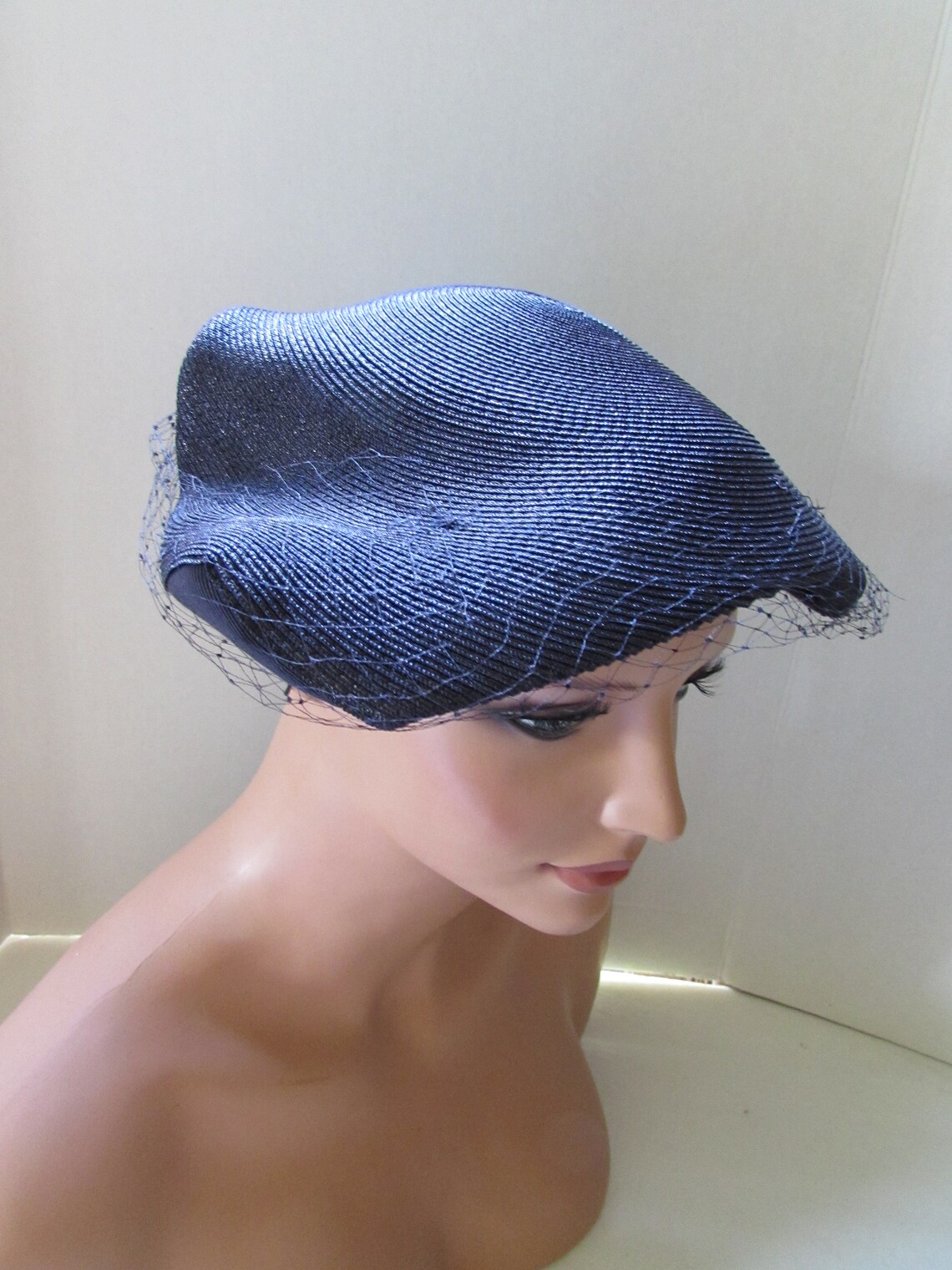 Navy Straw Hat Angled Wings Spring Hat Summer Hat Lazarus - Etsy