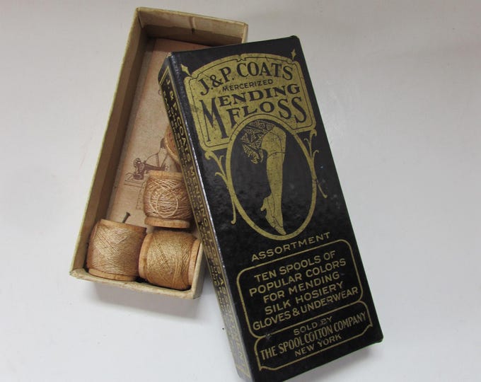 Vintage Thread Box 1930 1940 J P Coats Mending Floss Thread Spools ...