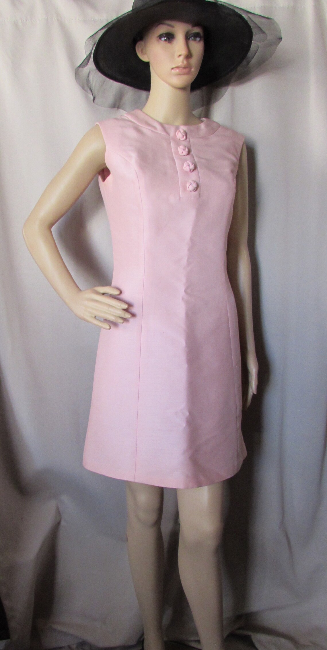 Vintage Dress Pink Sheath Spring Dress Summer Dress Sleeveless Dress ...