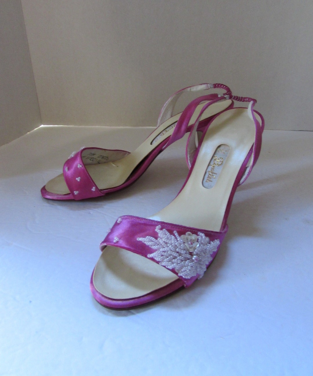 SALE Vintage Shoes Peony Pink Satin Formal Event Shoes Dyeables Brand ...