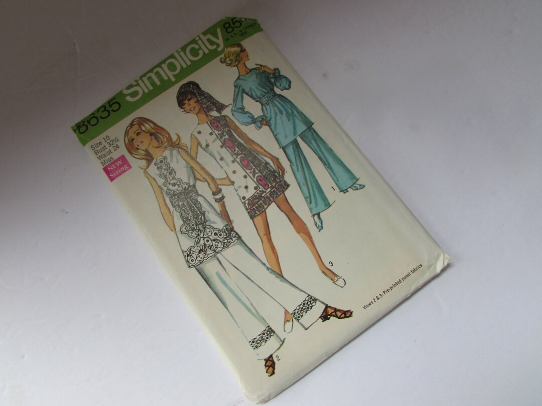Vintage Patterns Simplicity 8635 Mini Dress Pants Size 10 Uncut Pattern ...