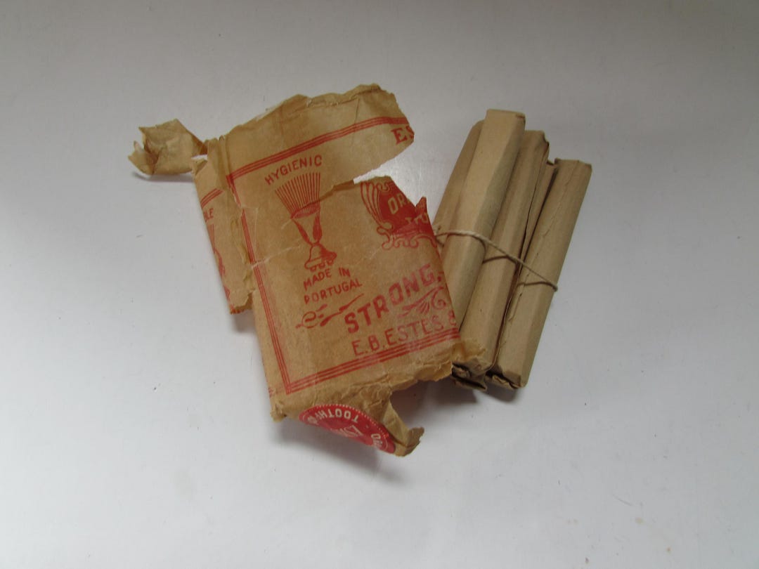 Vintage Toothpicks Original Wrapping Never Used Six Packets Orange Wood ...