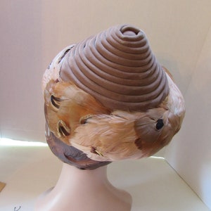Unusual Vintage Hat Coils of Velvet Conical Shape Feather Band Shades ...