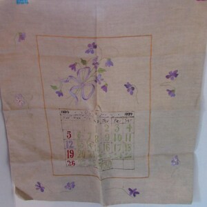 Antique Pillow Top 1899 Calendar Hand Embroidered Purple Violets Days ...