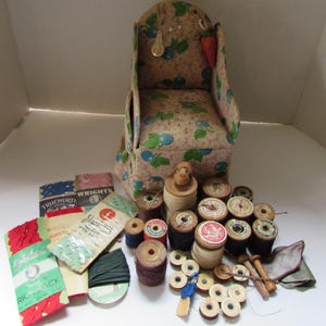Vintage Pincushion Chair Shape Strawberry Emery Germany Needle Threader ...