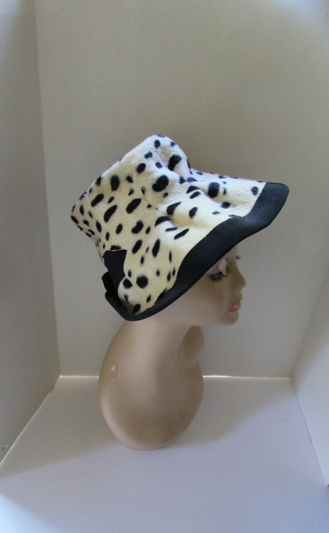 Vintage Hat 1960 Era Slouch Style Animal Print Black White Mr John Jr ...
